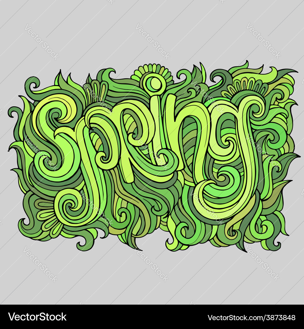 Spring hand lettering sketch Royalty Free Vector Image