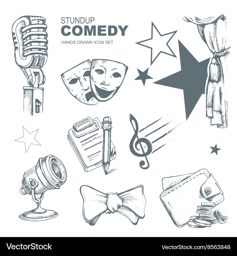 Stand-Up Comedy Icon Set Royalty Free Vector Image