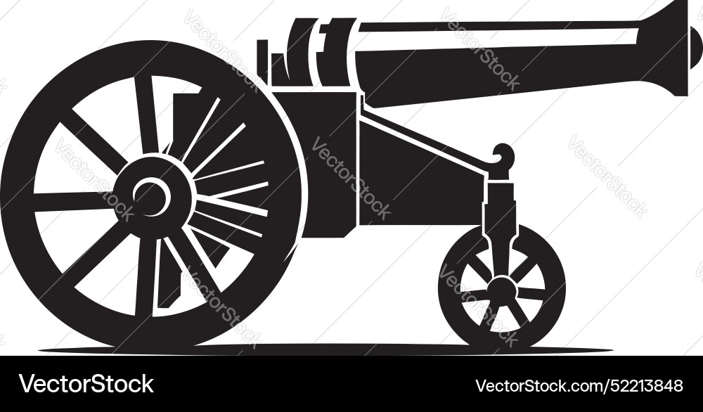 Strategic precision black cannon firearm Vector Image