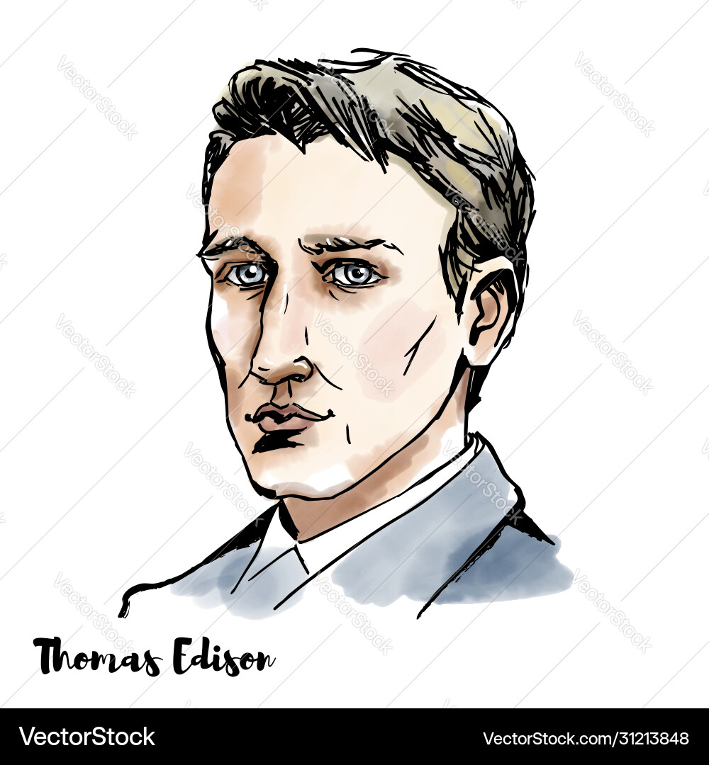 Thomas edison portrait Royalty Free Vector Image