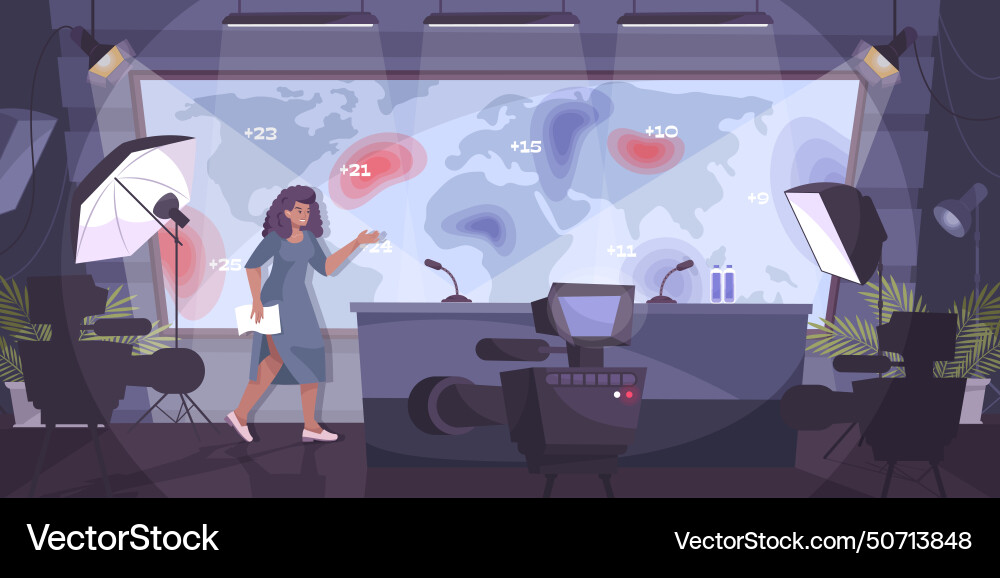 Weather forecast studio composition Royalty Free Vector