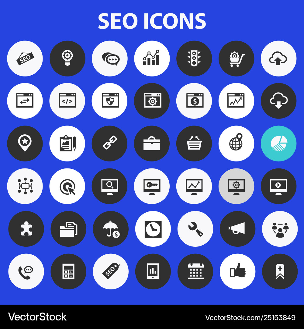 Big seo icon set trendy flat icons collection Vector Image