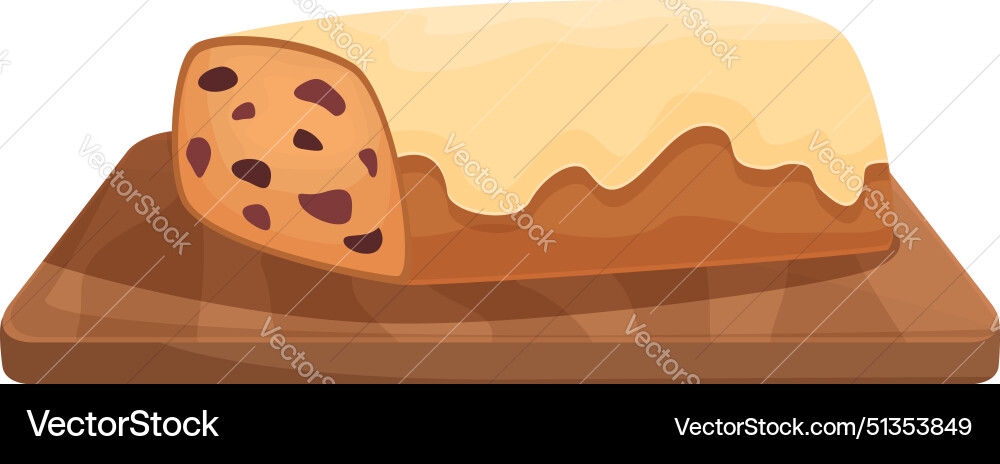 Cartoon sponge cake on wooden board Royalty Free Vector