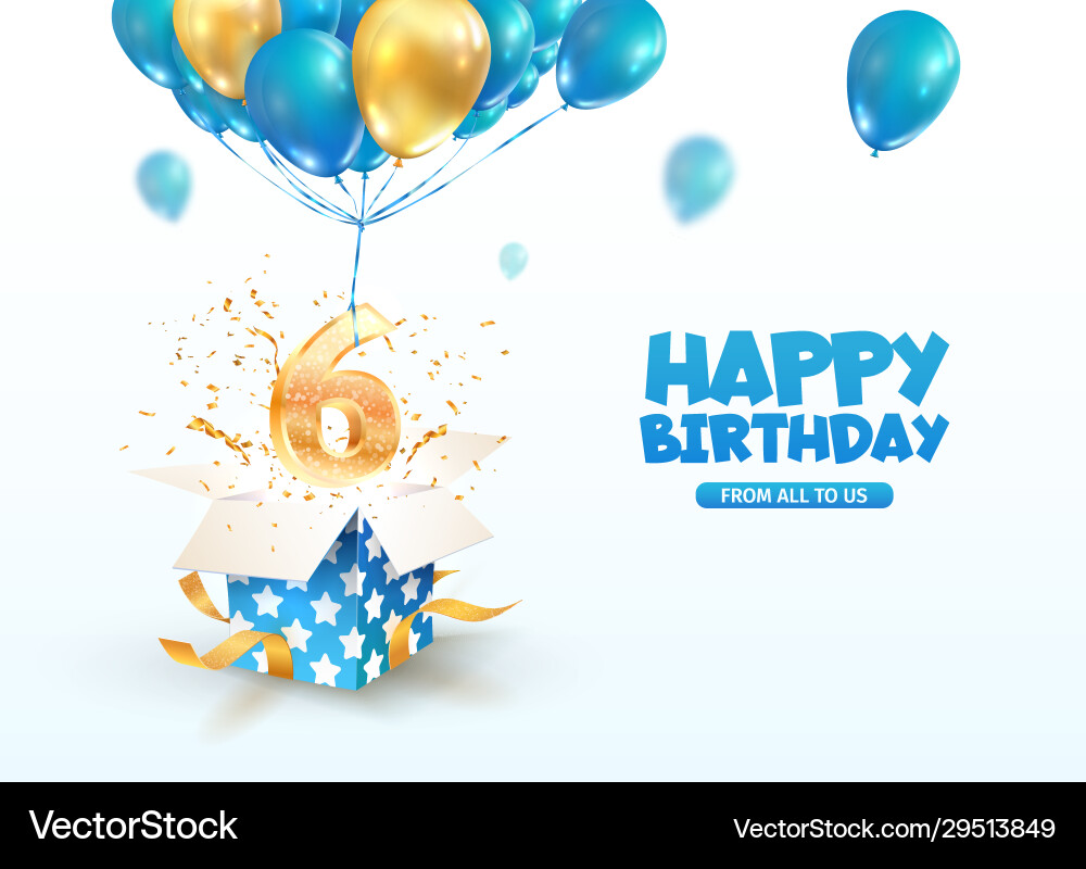 Celebrating 6 th years birthday 3d Royalty Free Vector Image