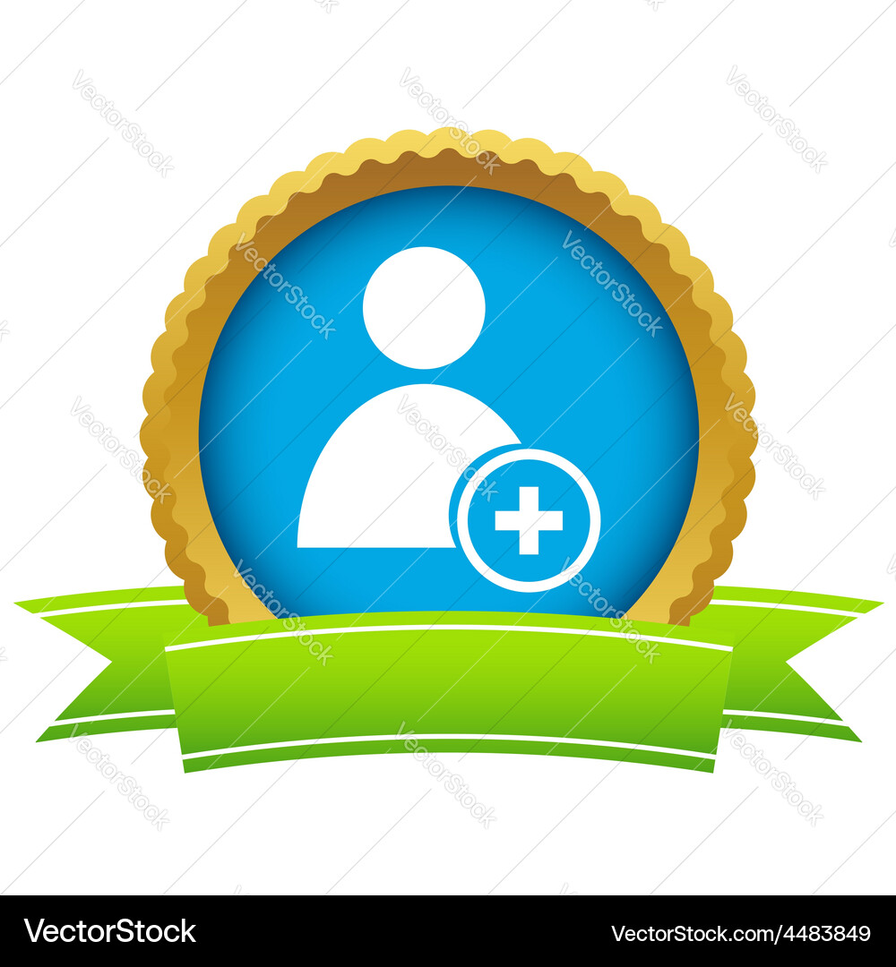 Gold add user logo Royalty Free Vector Image - VectorStock