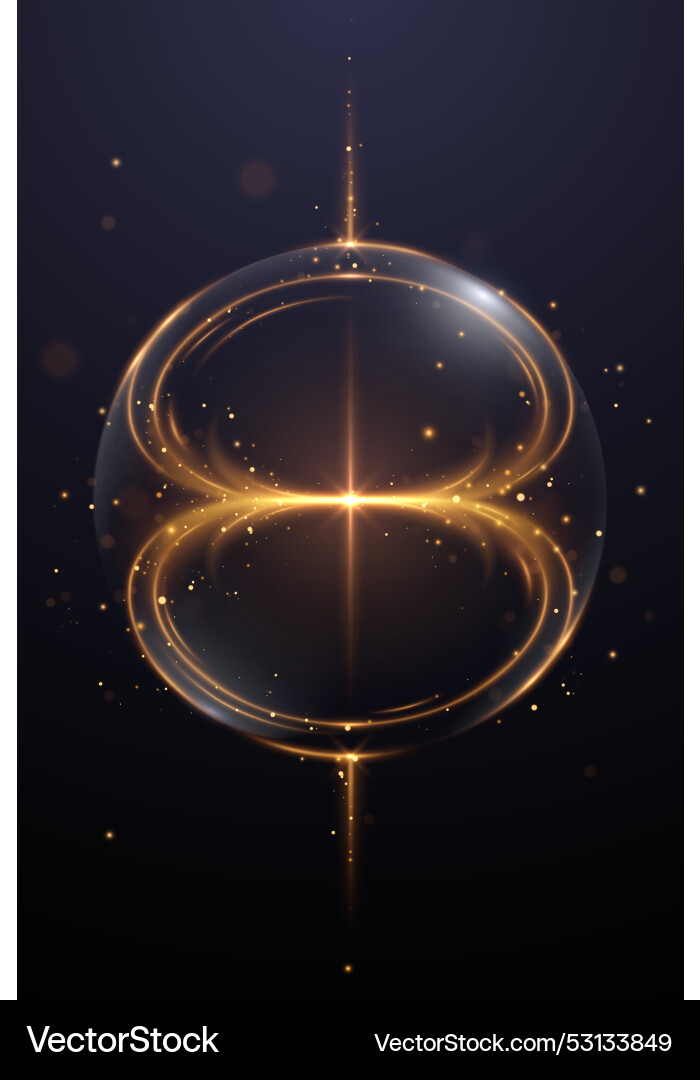 Golden light sphere effect with sparks Royalty Free Vector