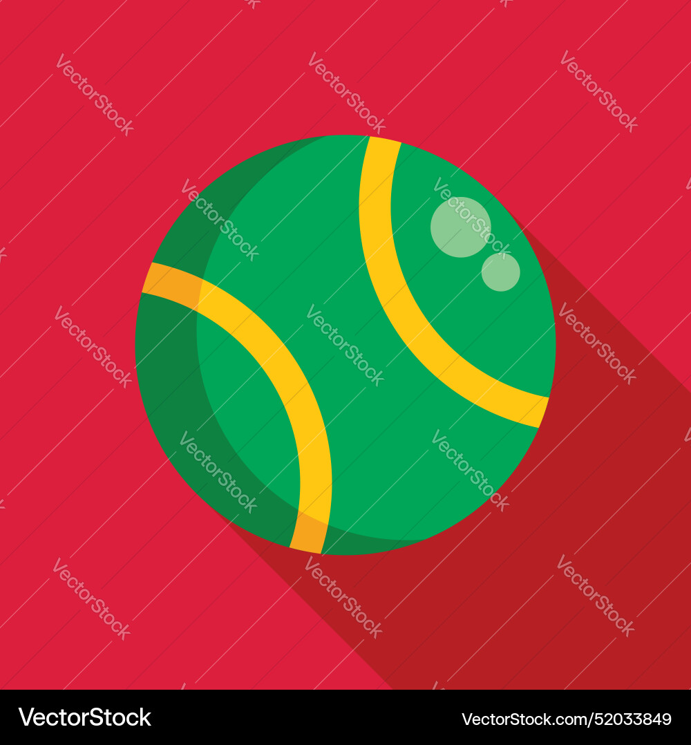 Green ball bouncing with long shadow on red Vector Image
