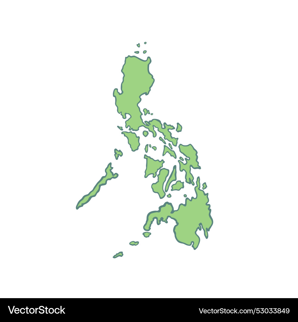 Green philippines map cartoon style Royalty Free Vector