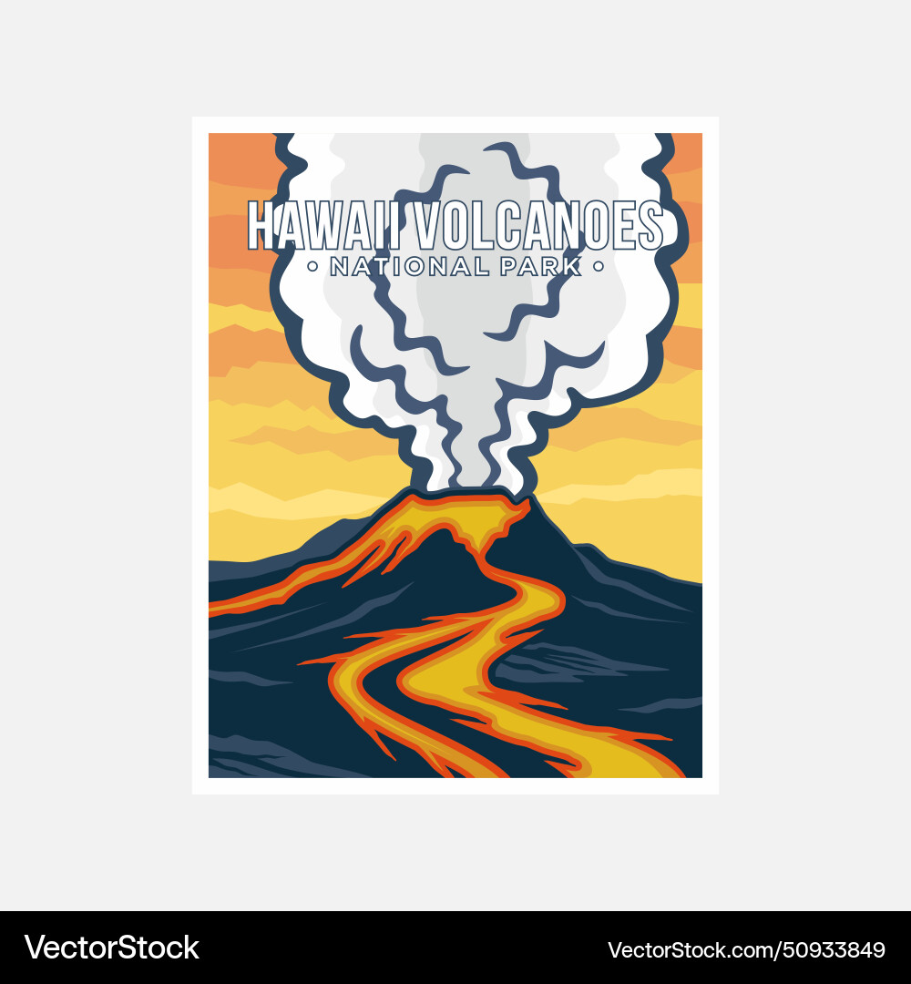 Hawaii volcano national park poster Royalty Free Vector