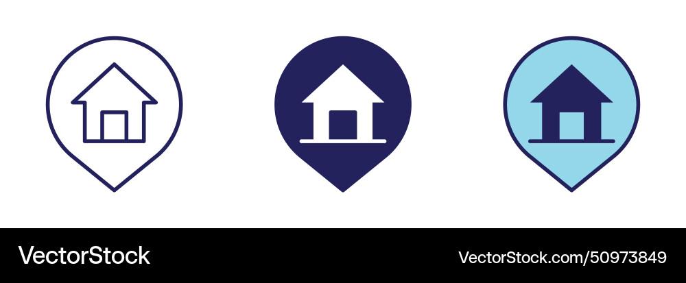 House pin icon - navigation set Royalty Free Vector Image