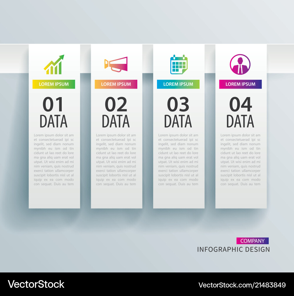 Infographics tab in vertical paper index with 4 Vector Image
