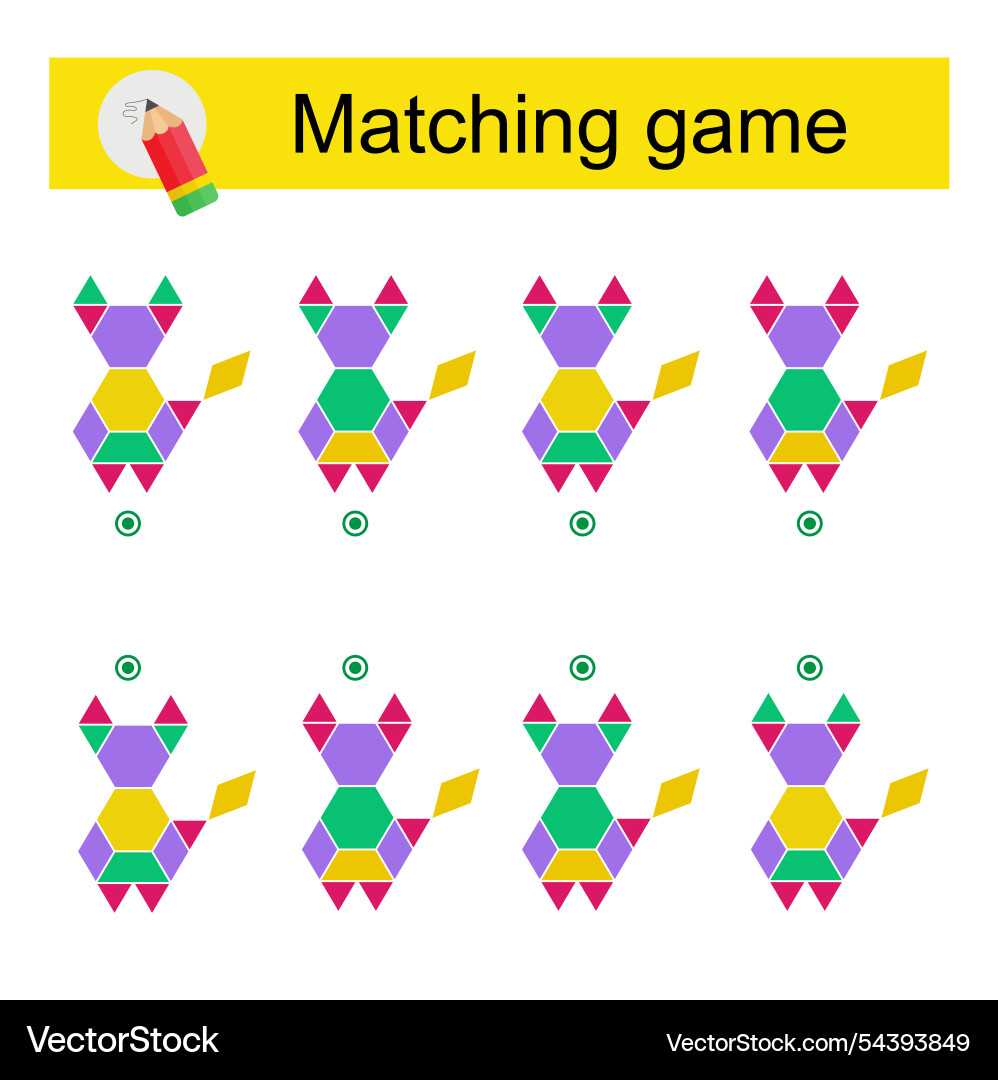 Matching game attention task for kids Royalty Free Vector
