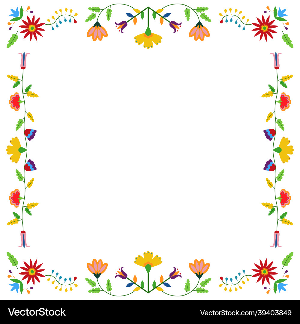 Mexican otomi tenango embroidery style square Vector Image