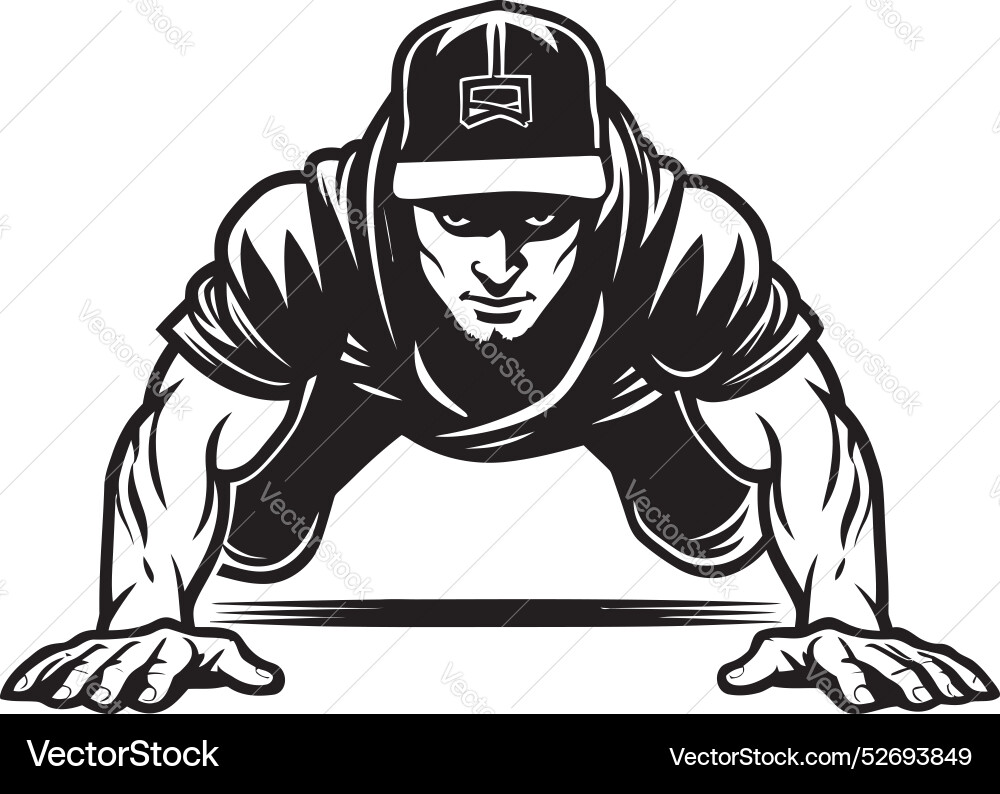 Strength strides male athletes push up dedication Vector Image