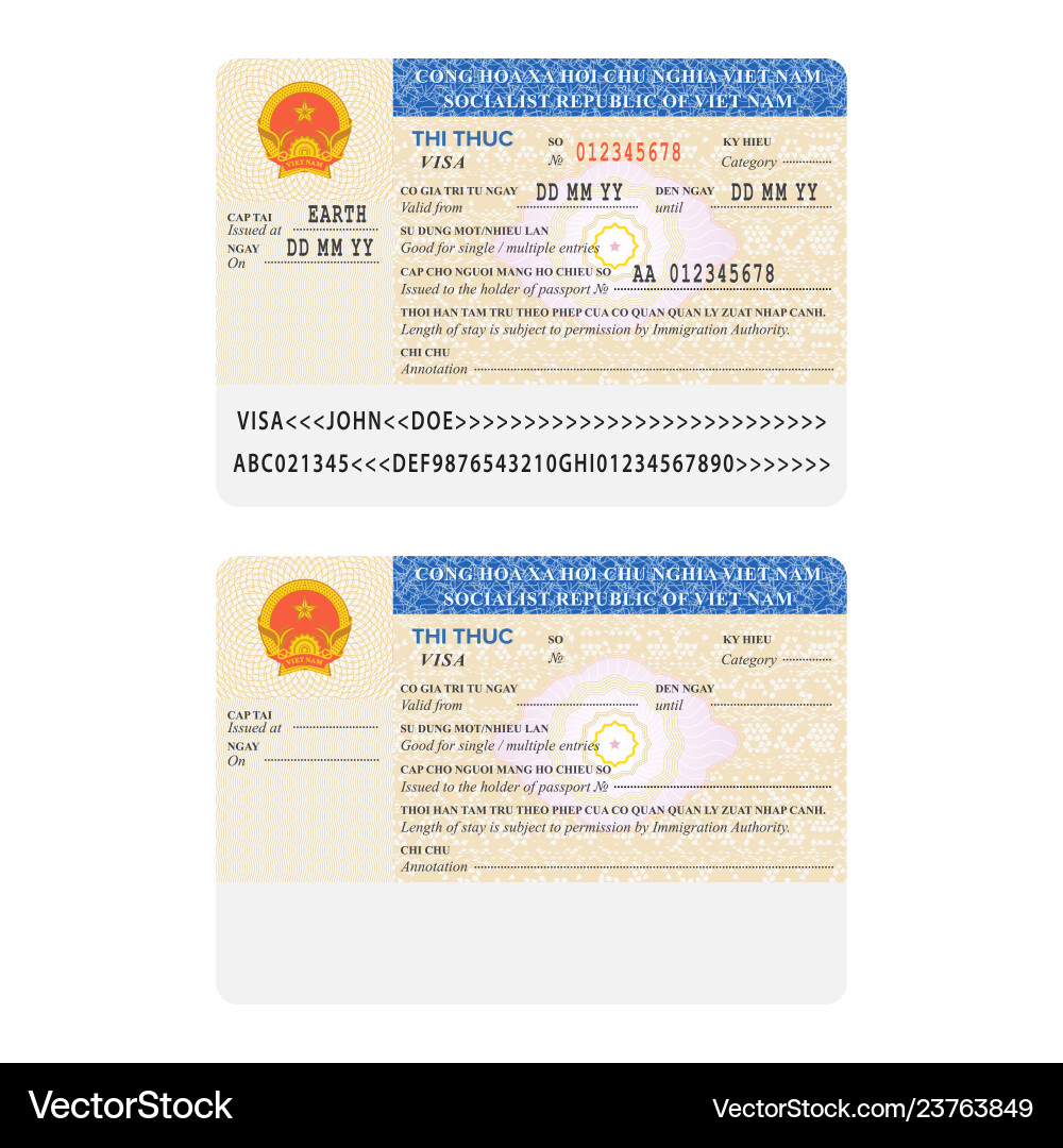 Vietnam international passport visa sticker Vector Image