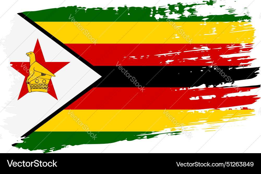 Zimbabwe flag wide brush stroke on transparent Vector Image