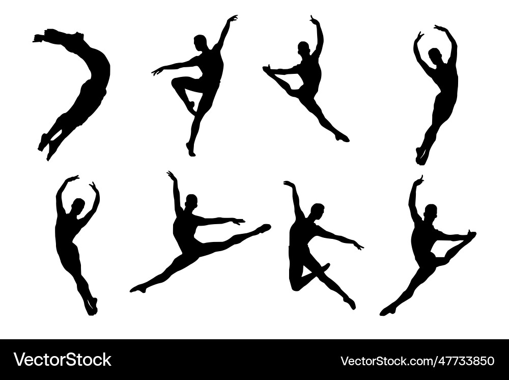Ballet Dancer Silhouette - Jump Royalty Free Vector Image