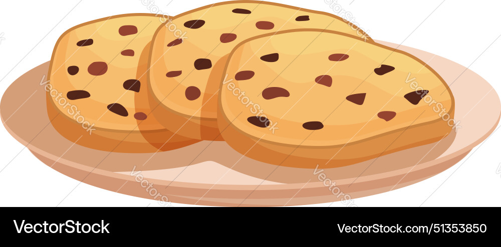 Chocolate chip cookies on plate Royalty Free Vector Image