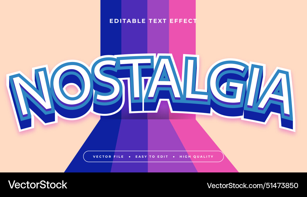 Colorful nostalgia 3d editable text effect - font Vector Image