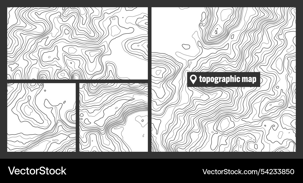 Colorful topographic map sets with contour lines Vector Image