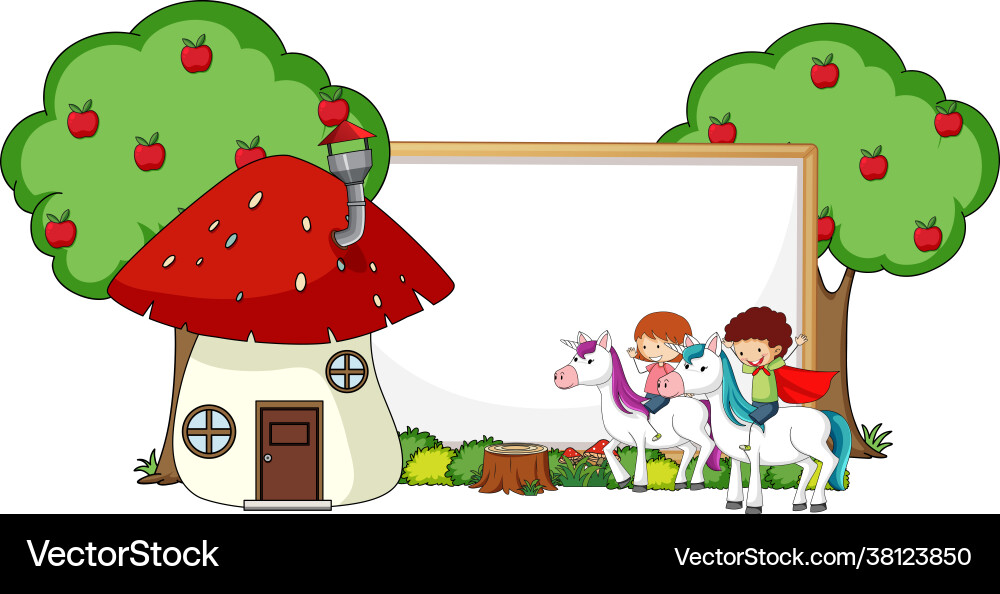 Empty banner with kids cartoon character Vector Image
