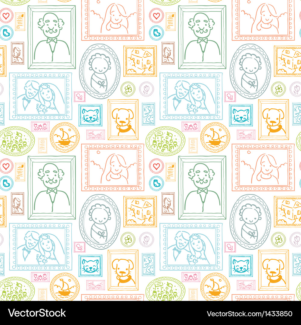 Family framed pictures seamless pattern background
