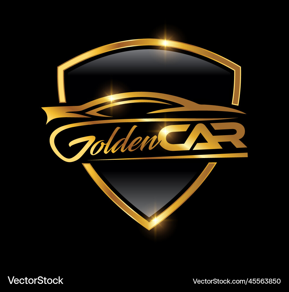 Golden car logo icon Royalty Free Vector Image