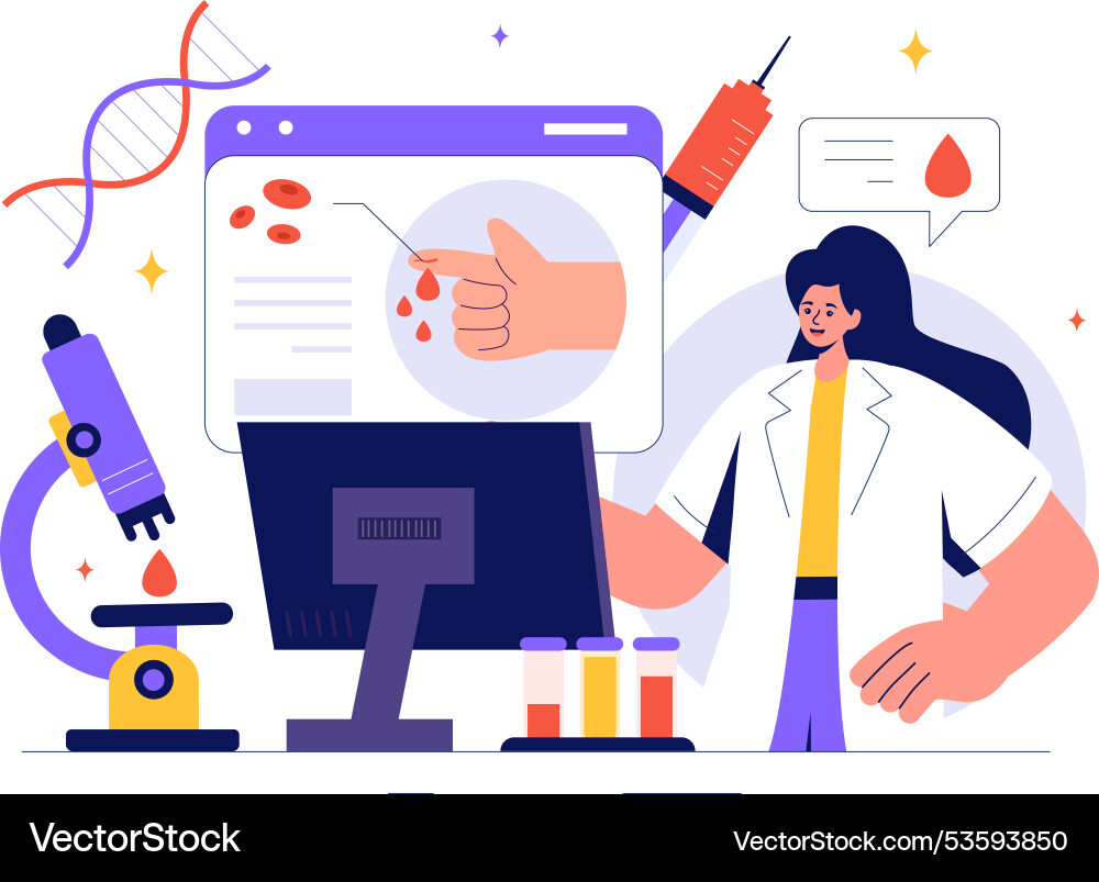 Hemophilia featuring a doctor examining Royalty Free Vector
