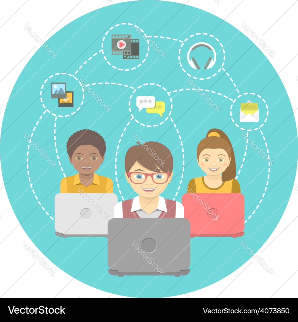 Kids and internet Royalty Free Vector Image - VectorStock