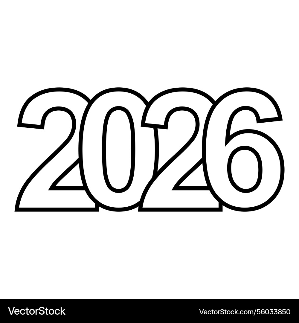 Outlined 2026 typography for calendars posters Vector Image