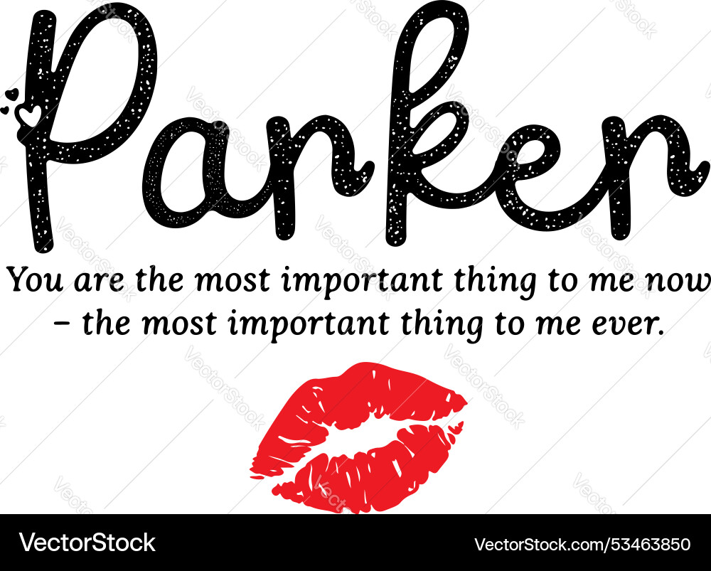 Parker name with lip Royalty Free Vector Image