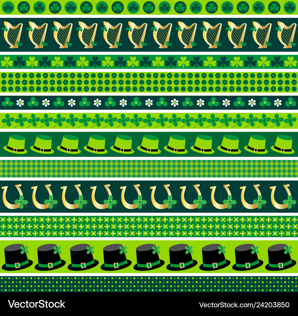 Saint patricks day border patterns Royalty Free Vector Image