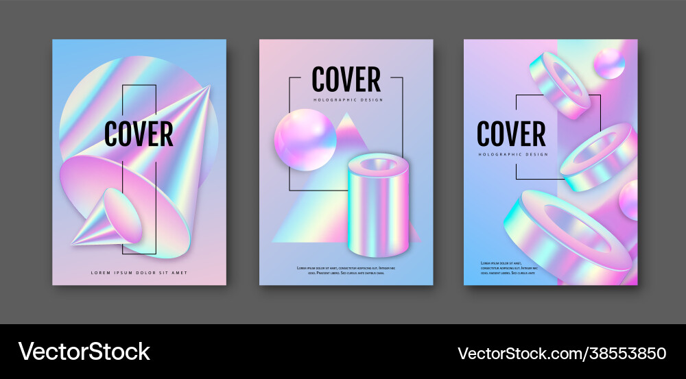 Set modern holographic covers Royalty Free Vector Image