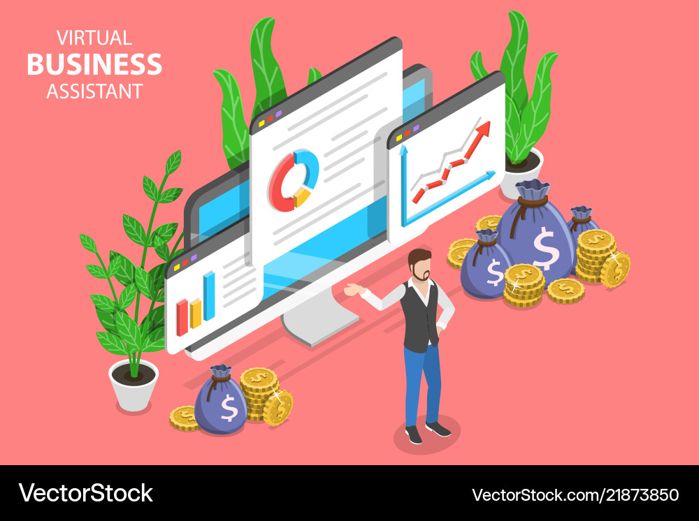 Virtual Business Assistant Isometric Flat Vector Image