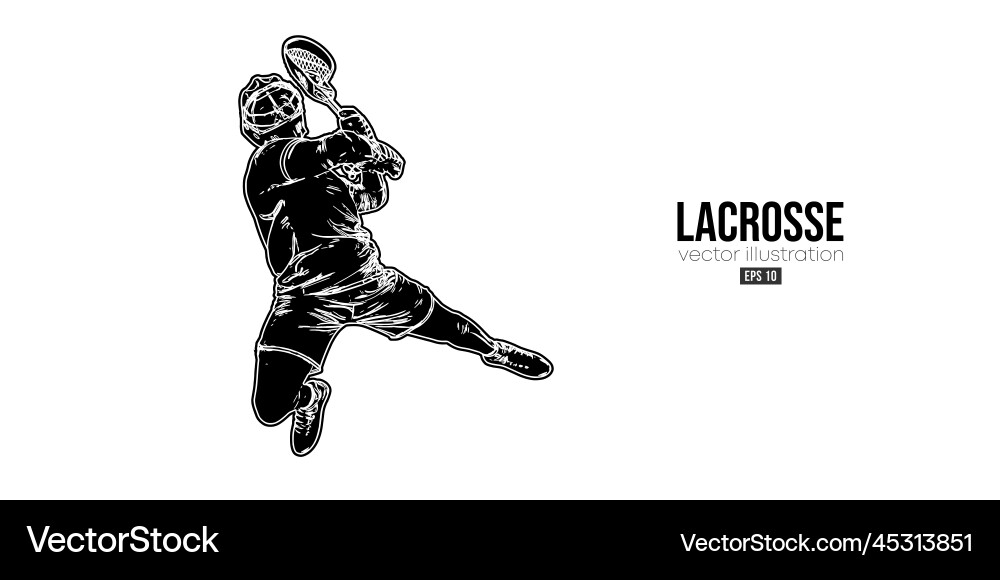 Abstract silhouette of a lacrosse player on white Vector Image