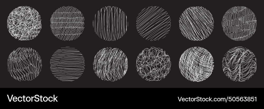 Hand drawn hatching line texture set crosshatch Vector Image