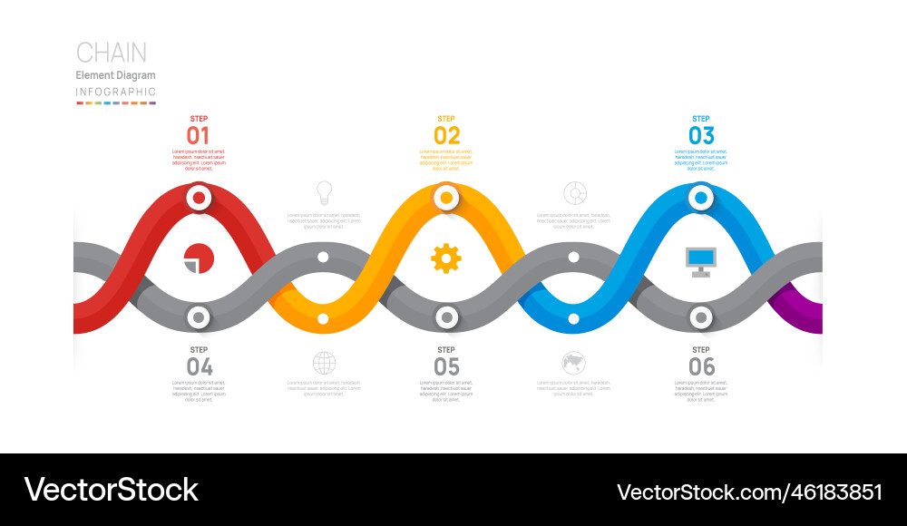 Infographic chain template for business 10steps Vector Image