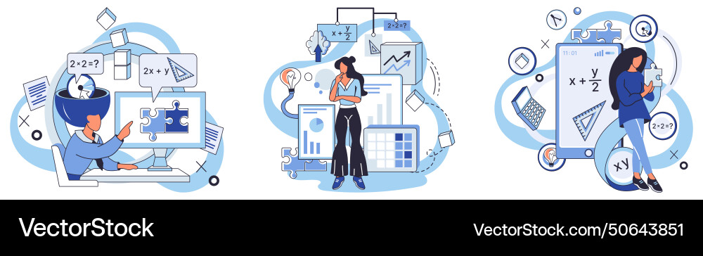 Mathematics mathematical research explores Vector Image