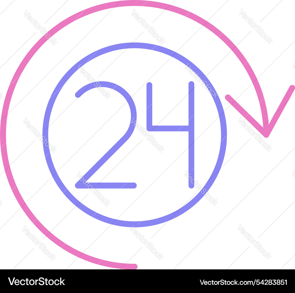 Open 24 hours line two colour icon Royalty Free Vector Image