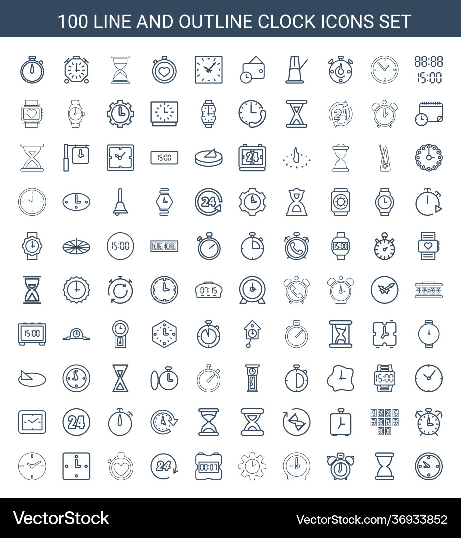 100 clock icons Royalty Free Vector Image - VectorStock