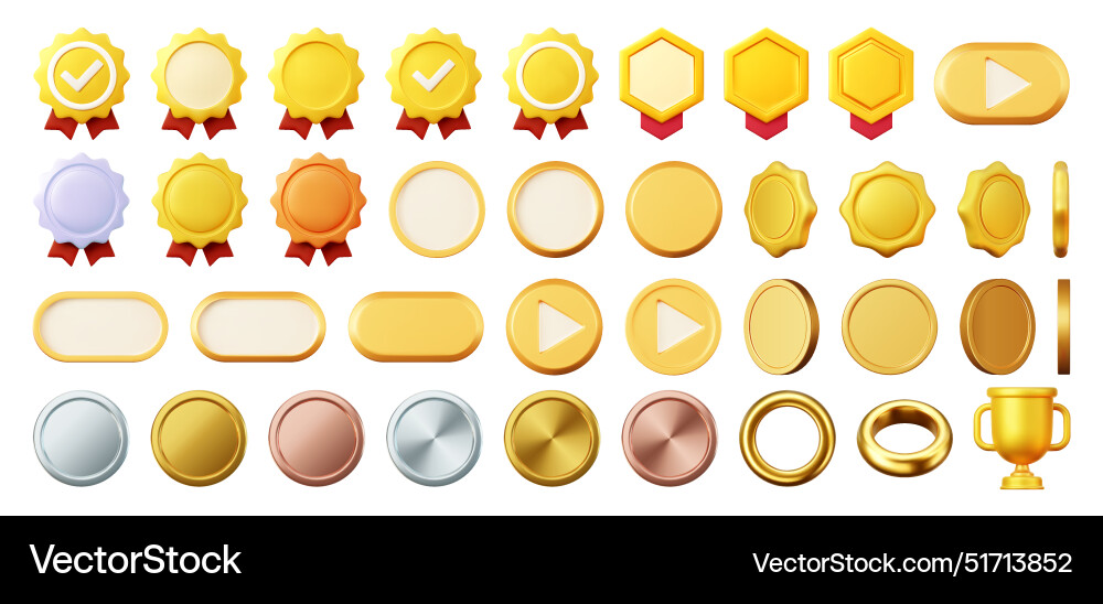3d Gold Icons Set Royalty Free Vector Image Vectorstock