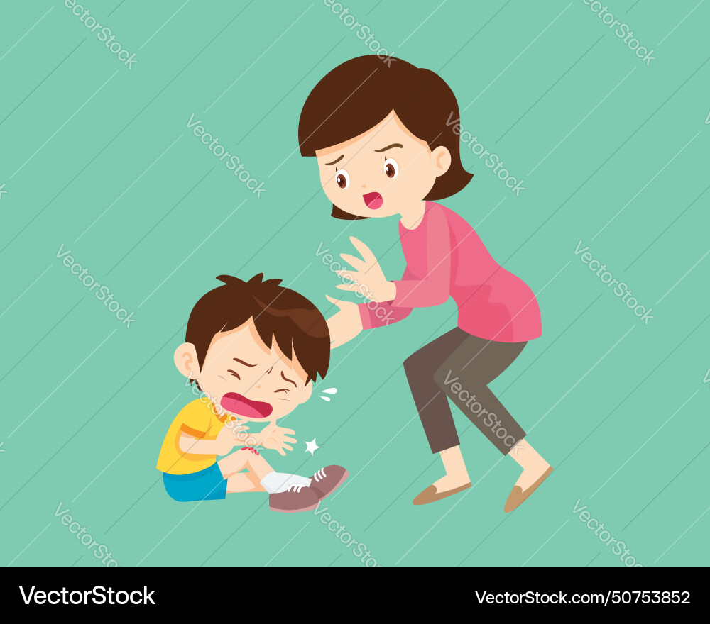 Comforting sad children with parent 2 Royalty Free Vector
