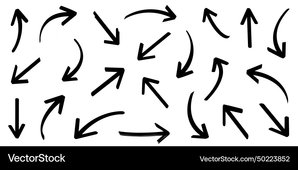 Elegant hand drawn arrow set for business plan Vector Image