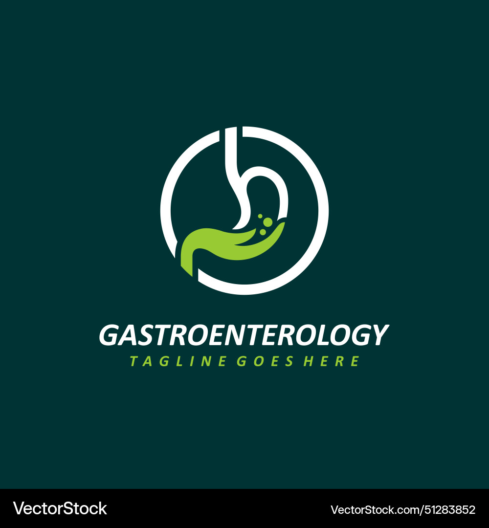 Gastroenterology logo with hand concept Royalty Free Vector