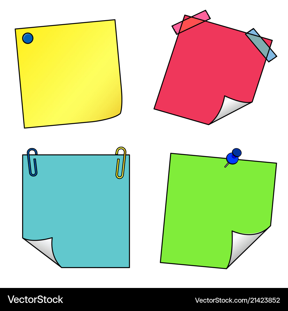 Post it notes icons set Royalty Free Vector Image