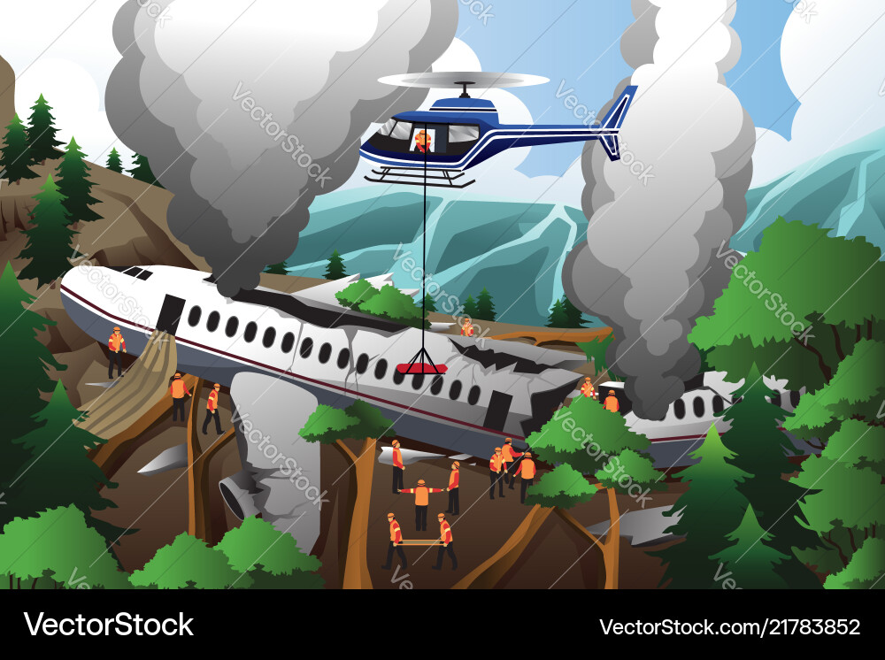 Search and rescue for airplane crash Royalty Free Vector