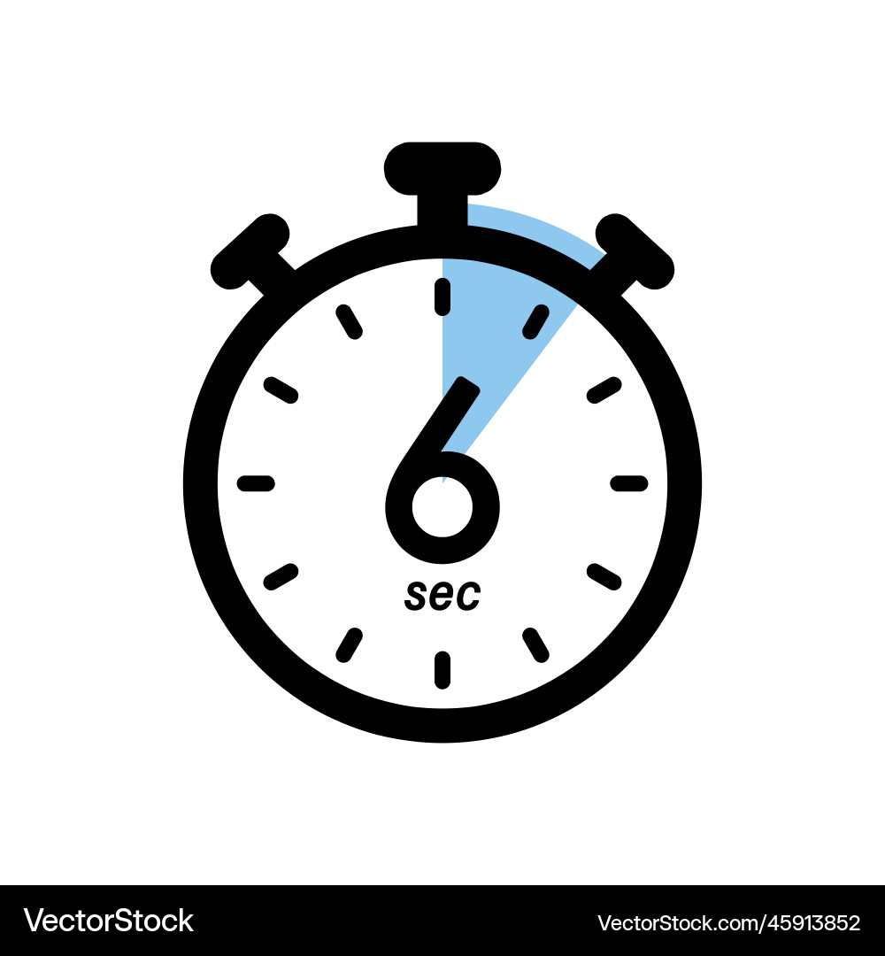 Six Second Timer Icon Royalty Free Vector Image