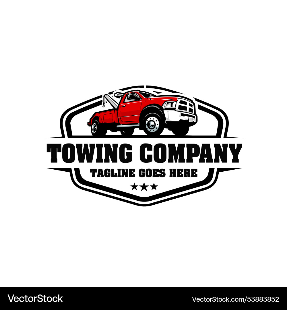 Towing company emblem logo isolated Royalty Free Vector