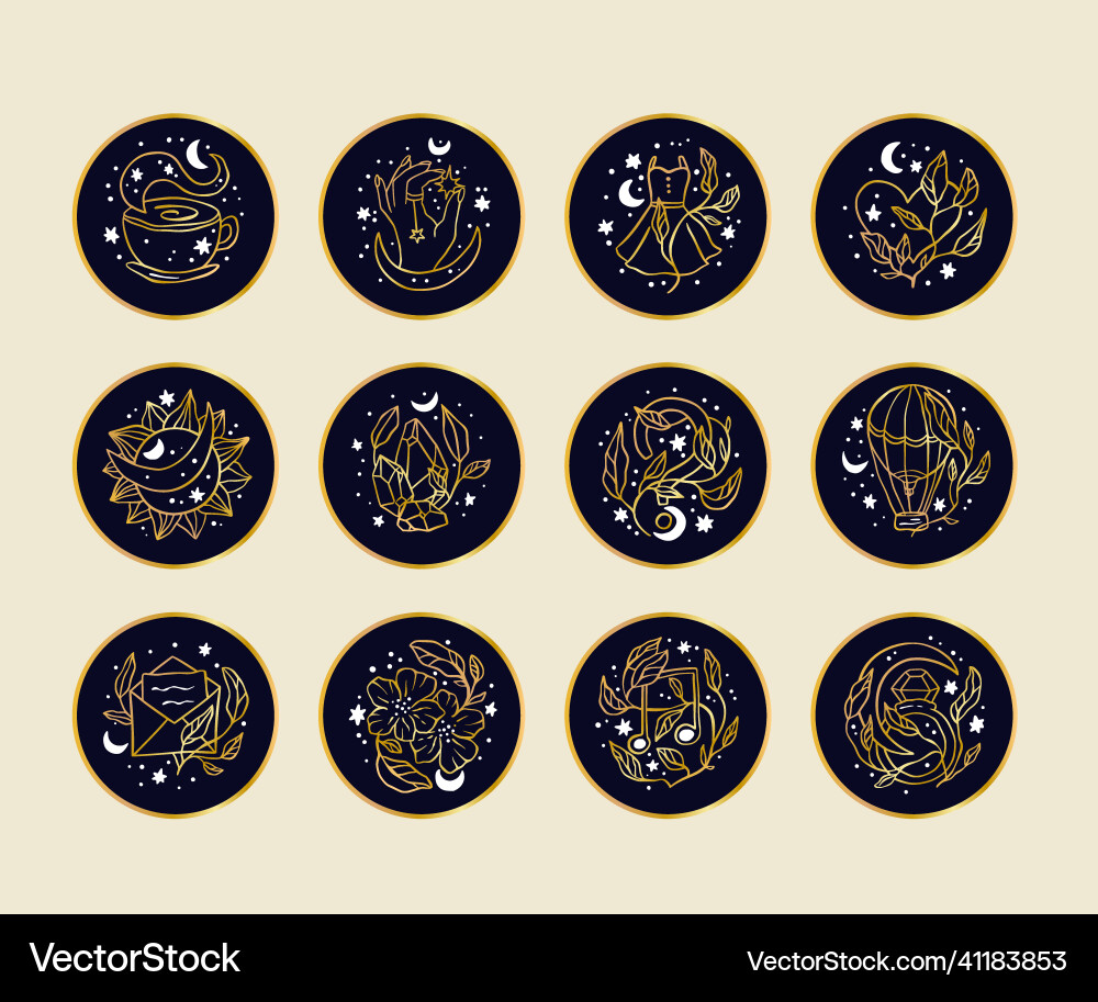Celestial magic circle icon social media highlight