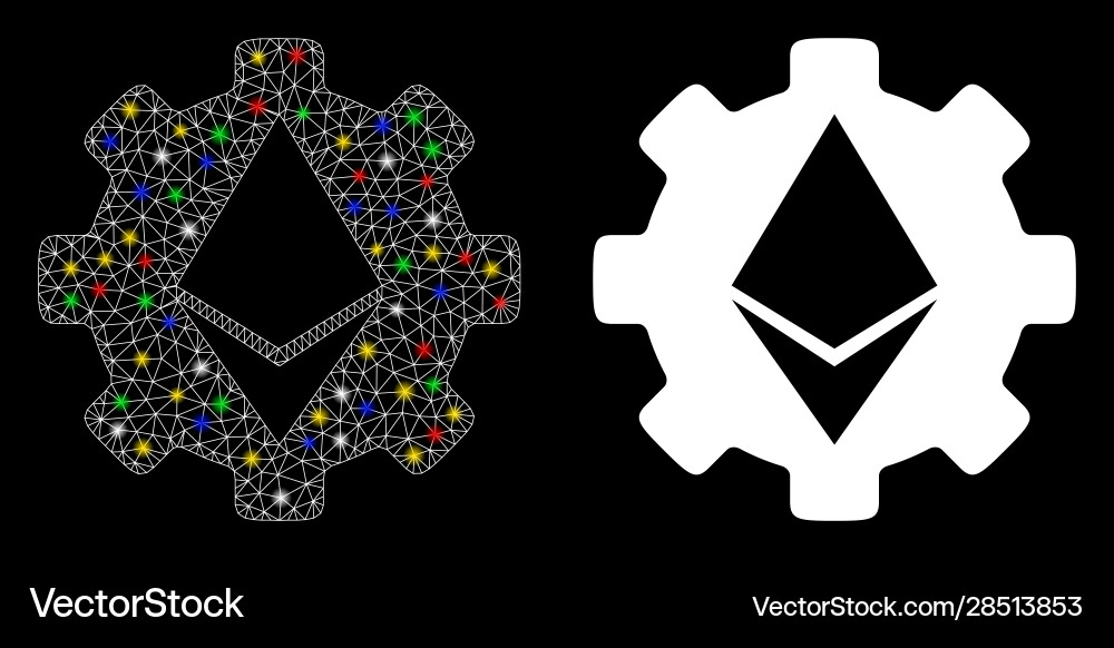 Flare mesh 2d ethereum cog wheel icon with Vector Image